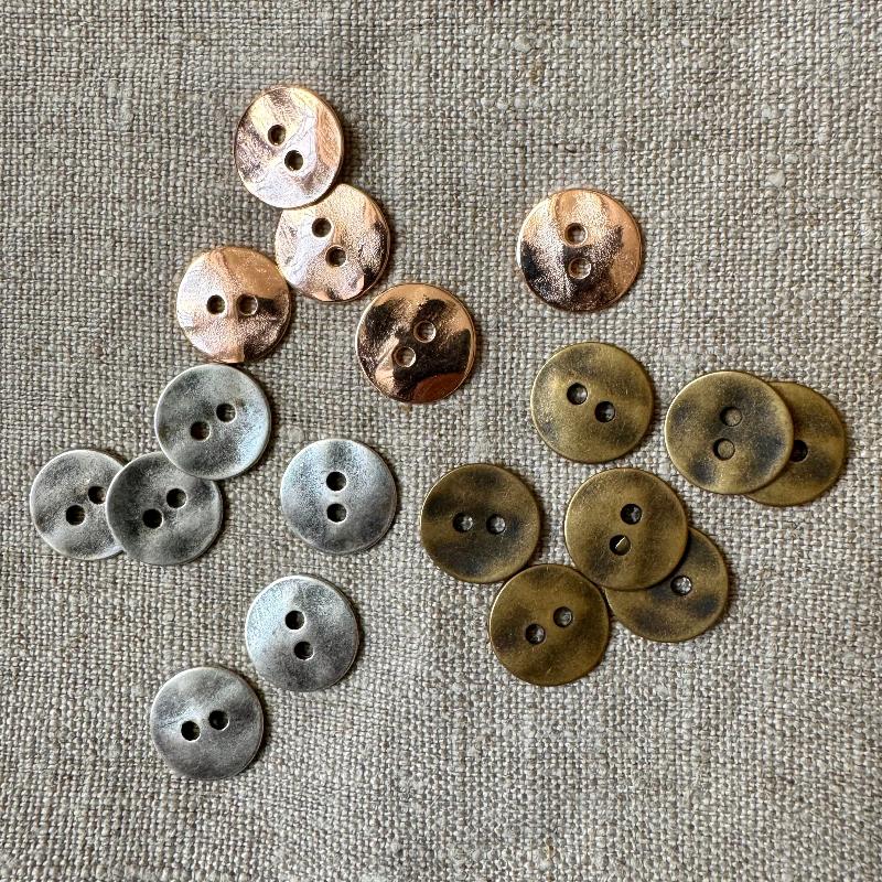 2 Hole Flat Metal Button — Loop Knitting